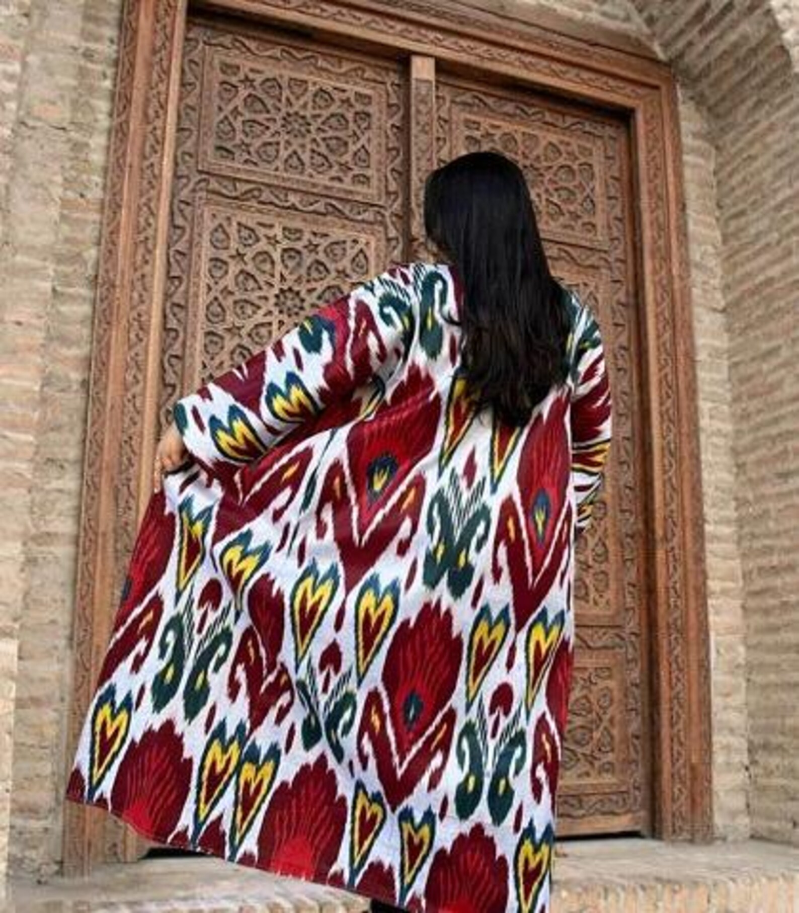 Handwoven Uzbek Ikat Chapan ,coat ,robe,kaftan ,jacket. Hand-dyed, Hand ...