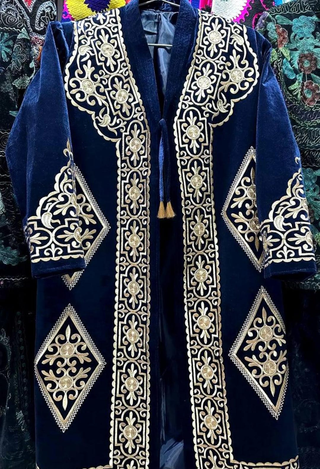 Golden Embroidered Chapan, Uzbek Robe, Uzbek Coat, Caftan, Jacket. - Etsy