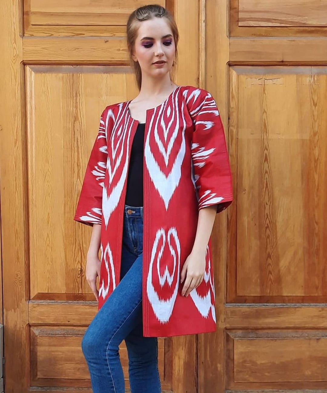 Handwoven Uzbek Ikat Chapan ,coat ,robe,kaftan ,jacket. Hand-dyed, Hand ...