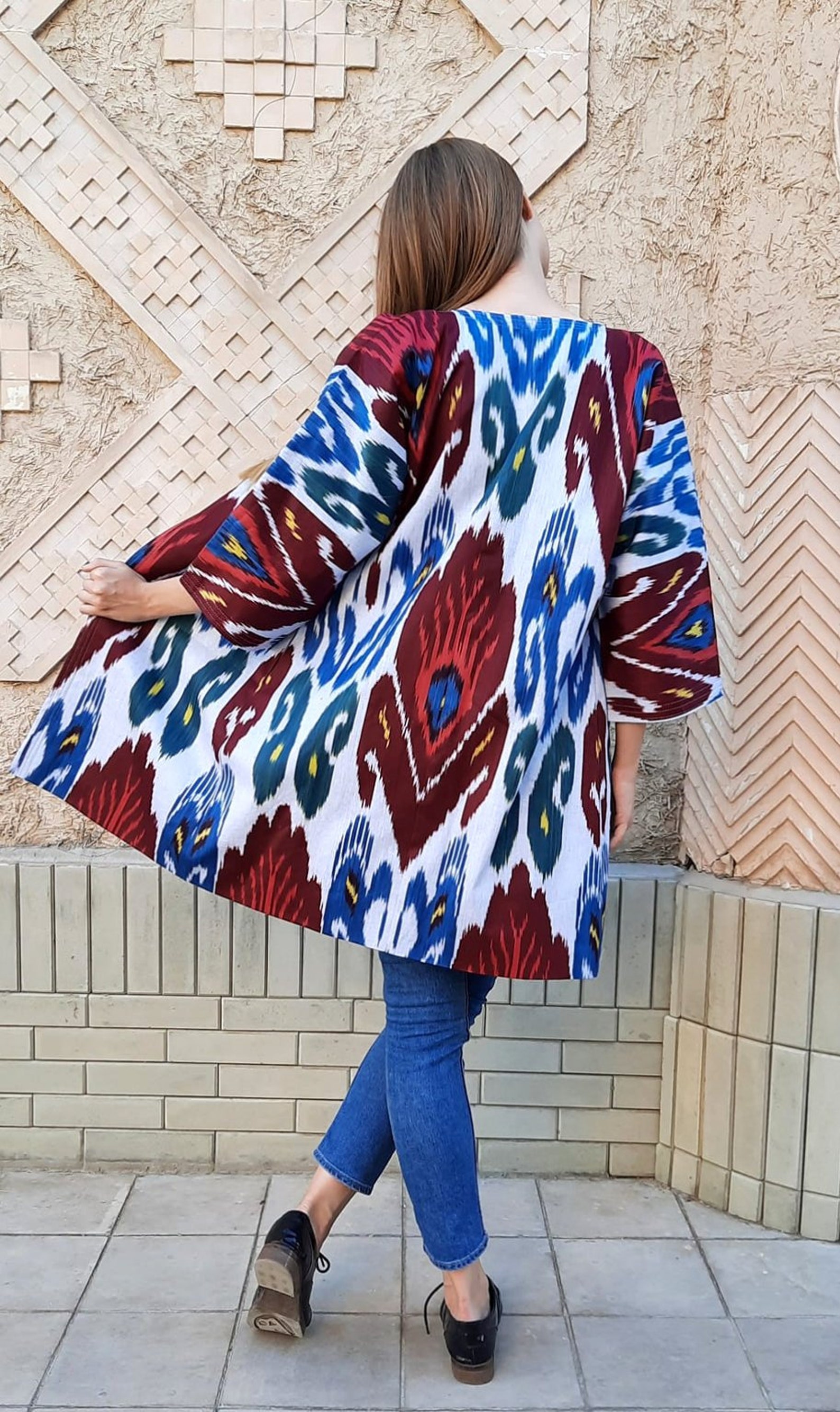 Handwoven Uzbek Ikat Chapan coat robekaftan jacket. - Etsy
