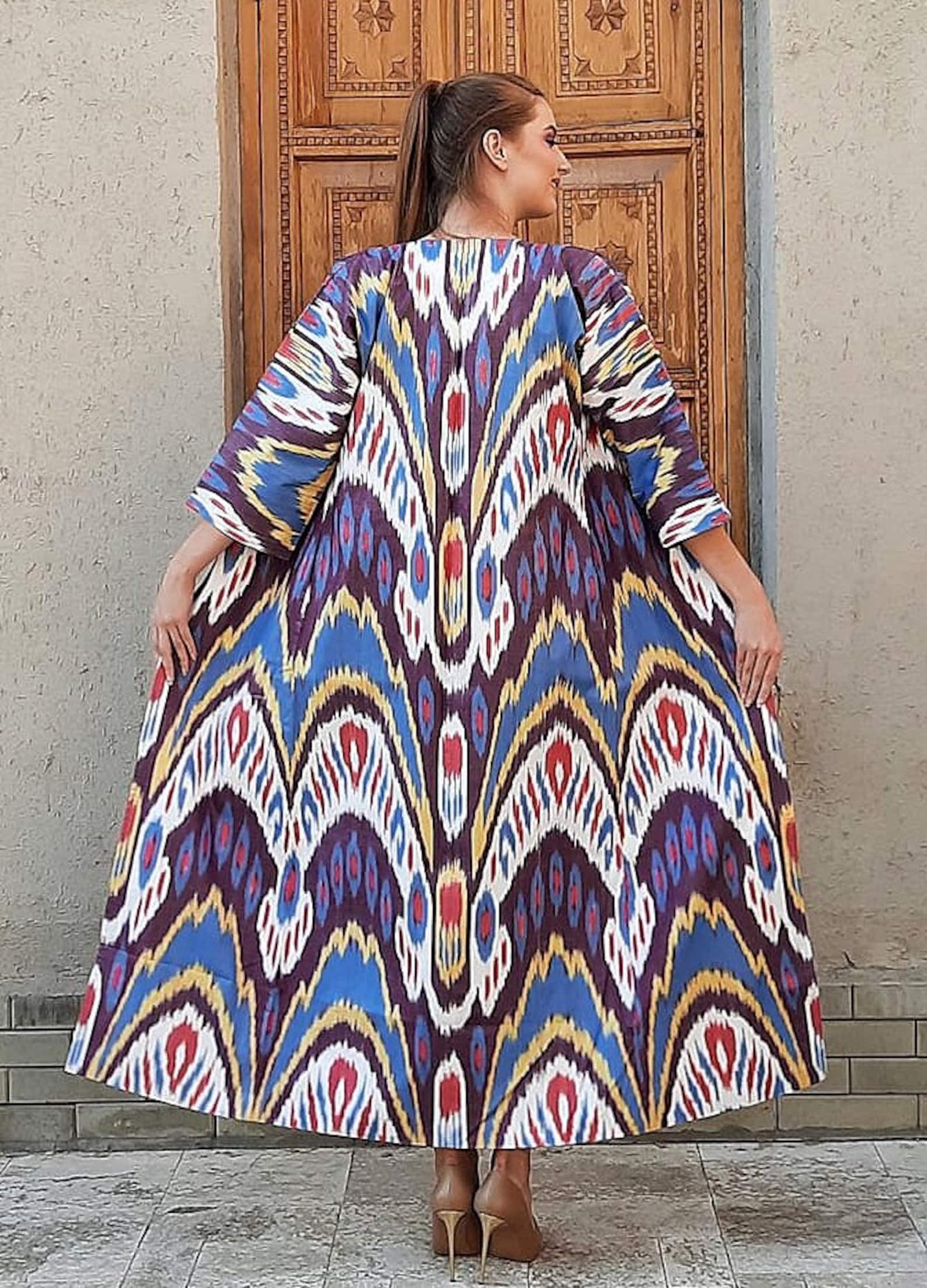 Handwoven Uzbek Ikat Chapan coat robekaftan jacket. - Etsy