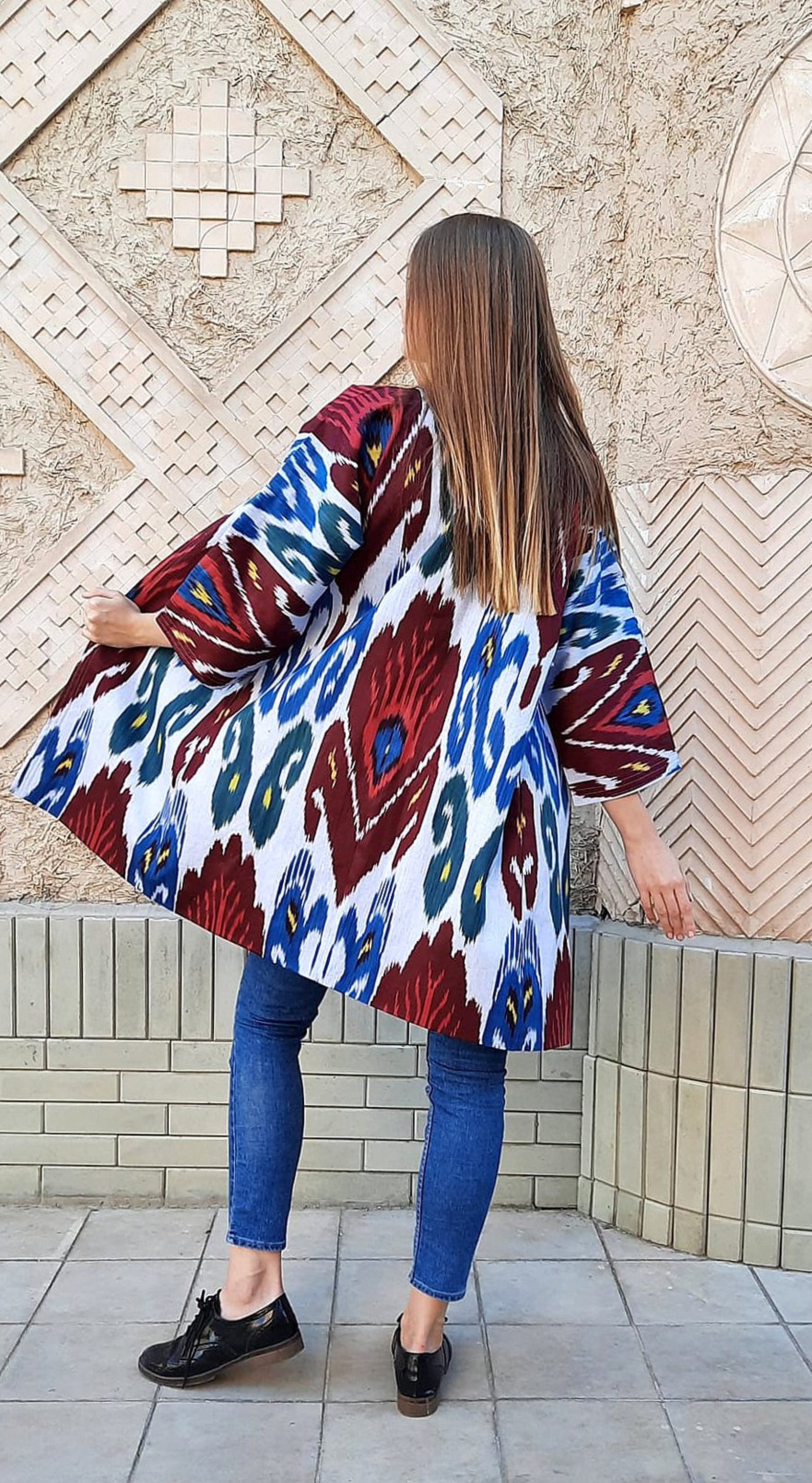 Handwoven Uzbek Ikat Chapan coat robekaftan jacket. - Etsy