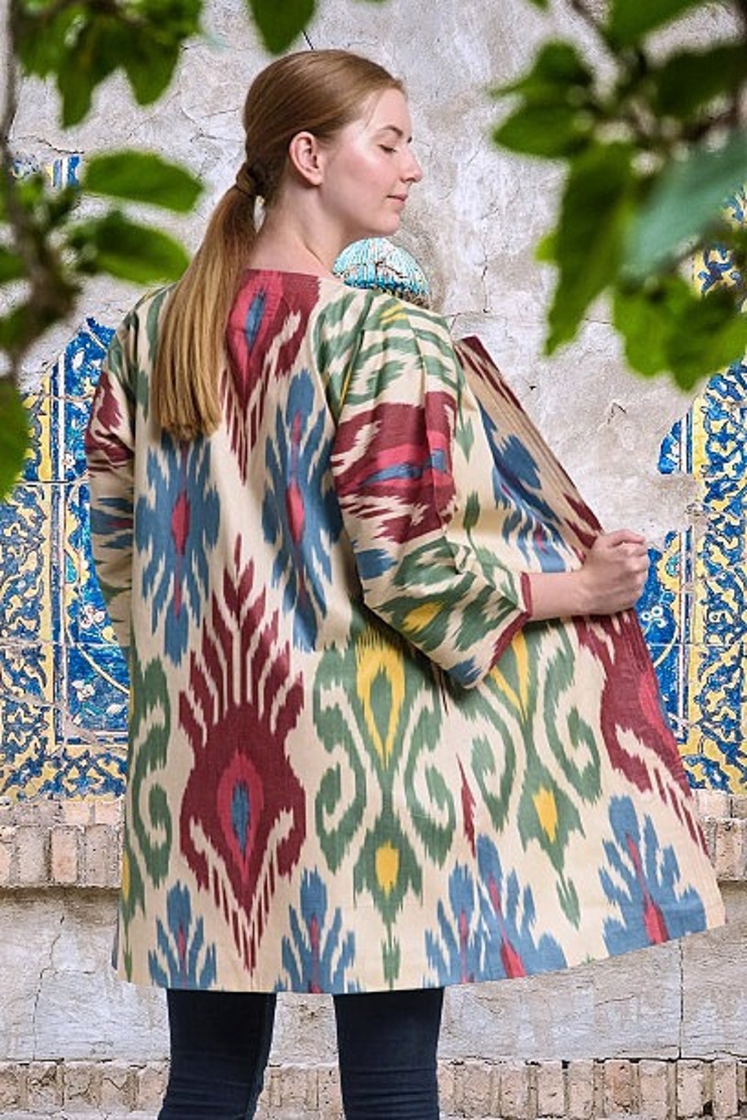 Handwoven Uzbek Ikat Chapan ,coat ,robe, Kaftan ,jacket. Hand-dyed ...