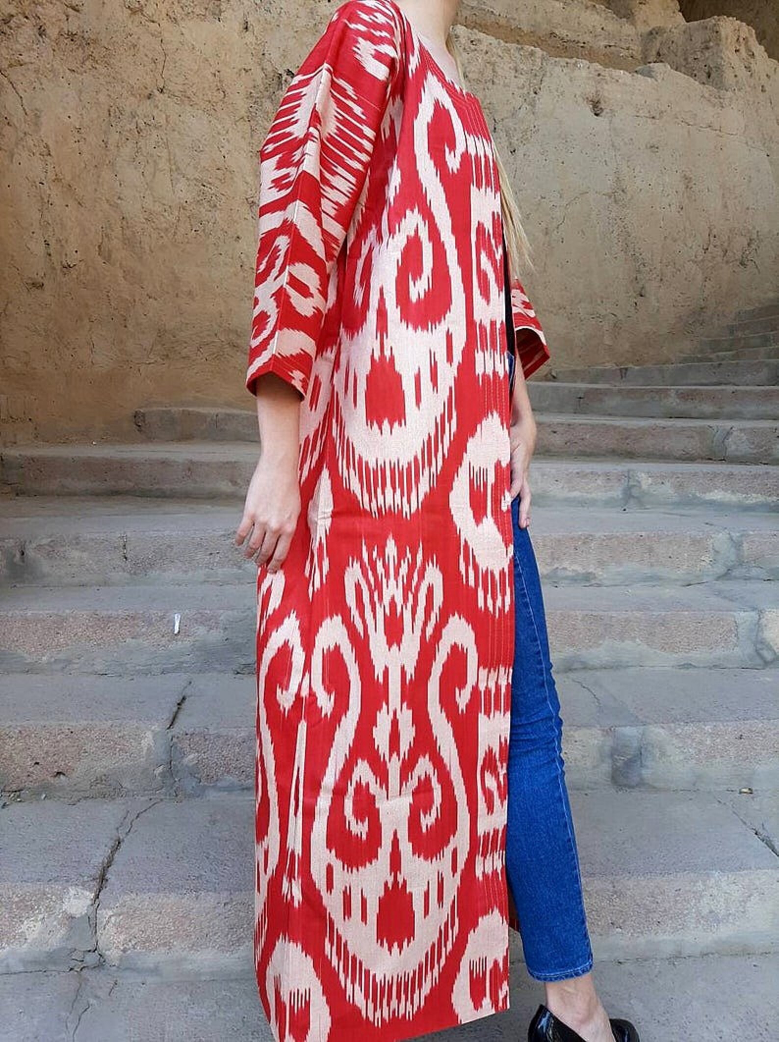 Handwoven Uzbek Ikat Chapan coat robekaftan jacket. - Etsy