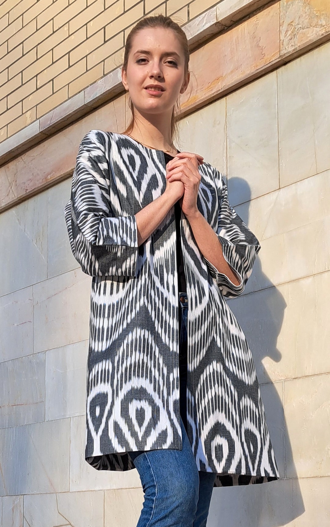 Handwoven Uzbek Ikat Chapan coat robekaftan jacket. - Etsy