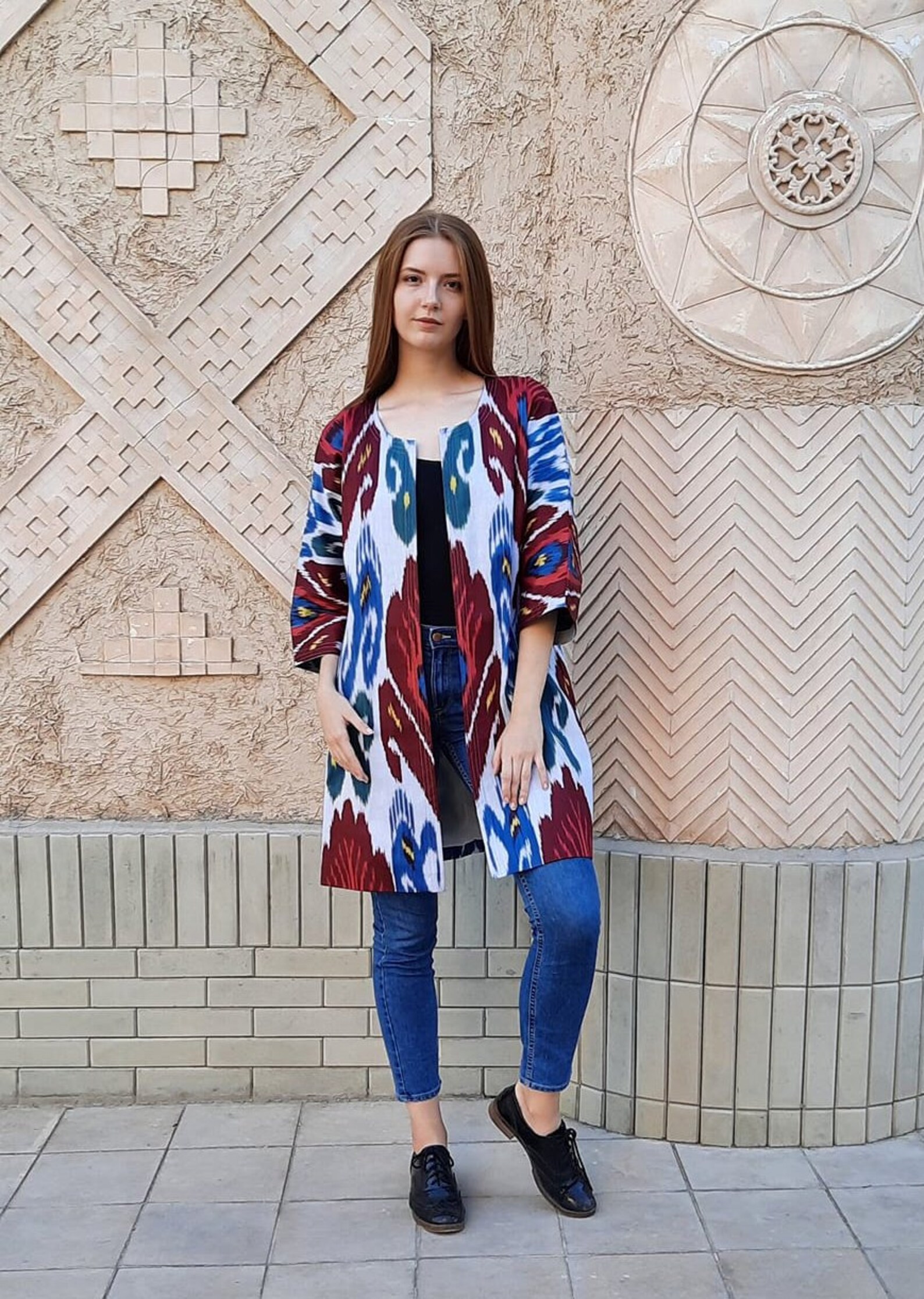Handwoven Uzbek Ikat Chapan coat robekaftan jacket. - Etsy