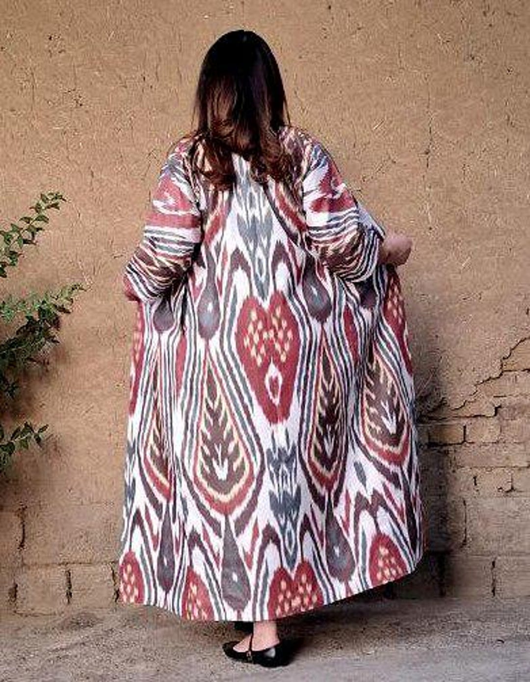 Handwoven Uzbek Ikat Chapan ,coat ,robe,kaftan ,jacket. Hand-dyed, Hand ...