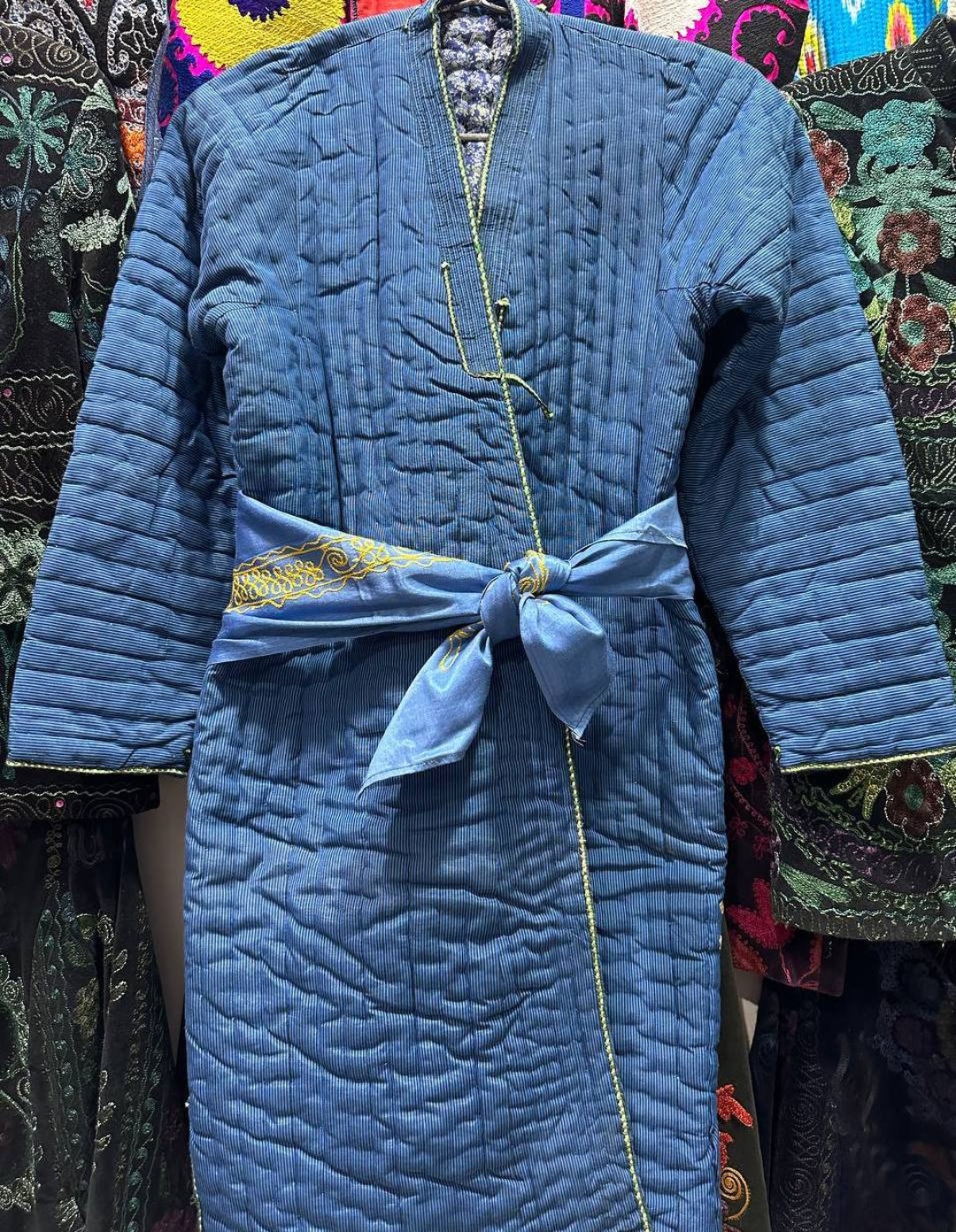 Uzbek Handmade Warm Quilted Ikat Chapan, Coat, Robe .unisex, Free Size ...