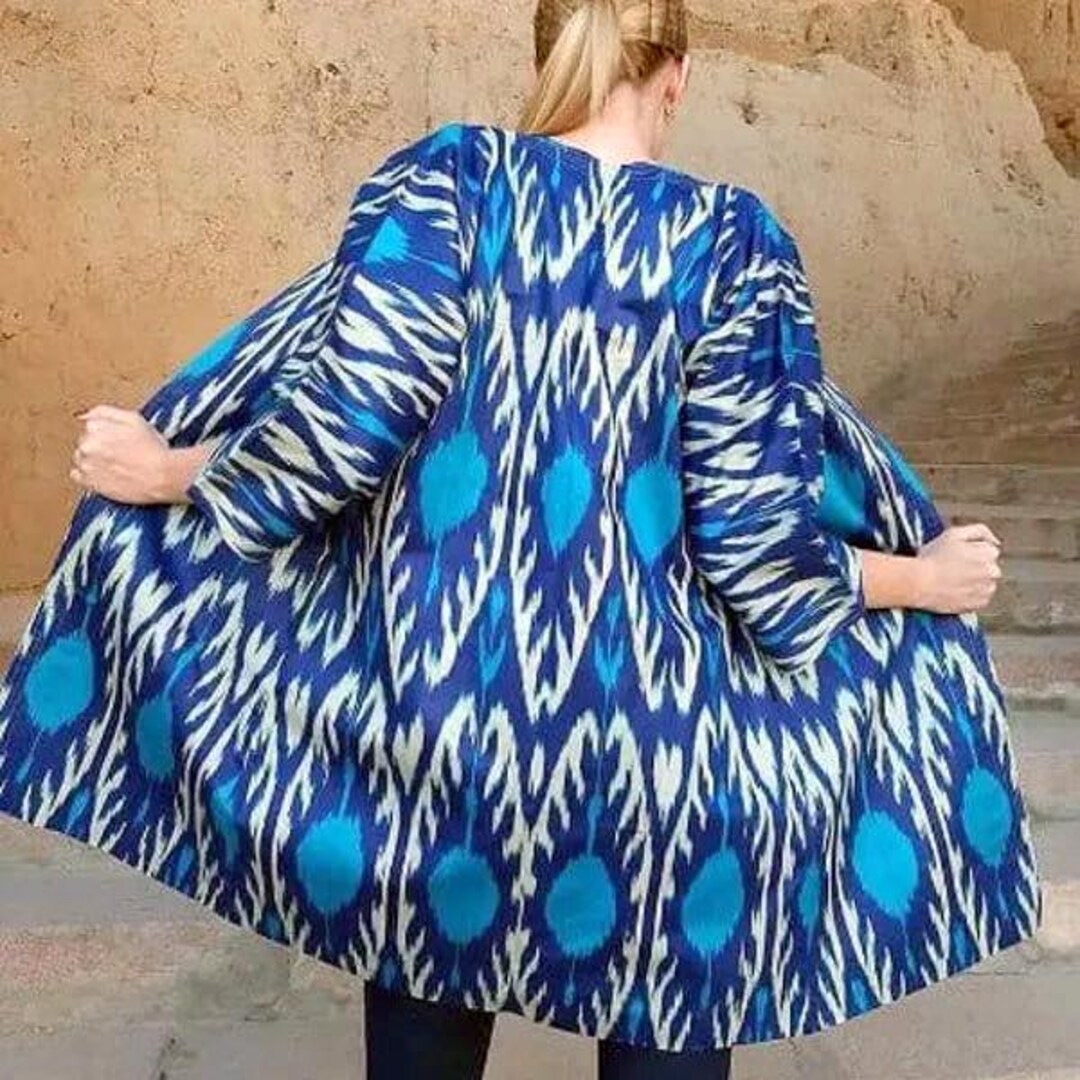 Handwoven Uzbek Ikat Chapan ,coat ,robe,kaftan ,jacket. Hand-dyed, Hand ...
