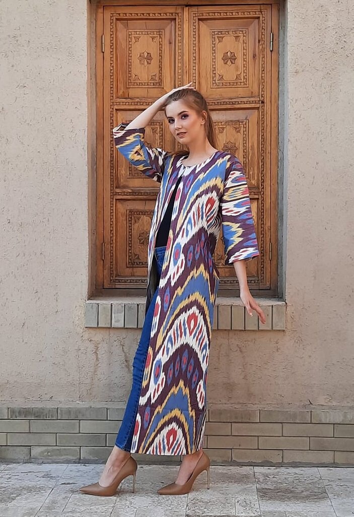Handwoven Uzbek Ikat Chapan coat robekaftan jacket. - Etsy