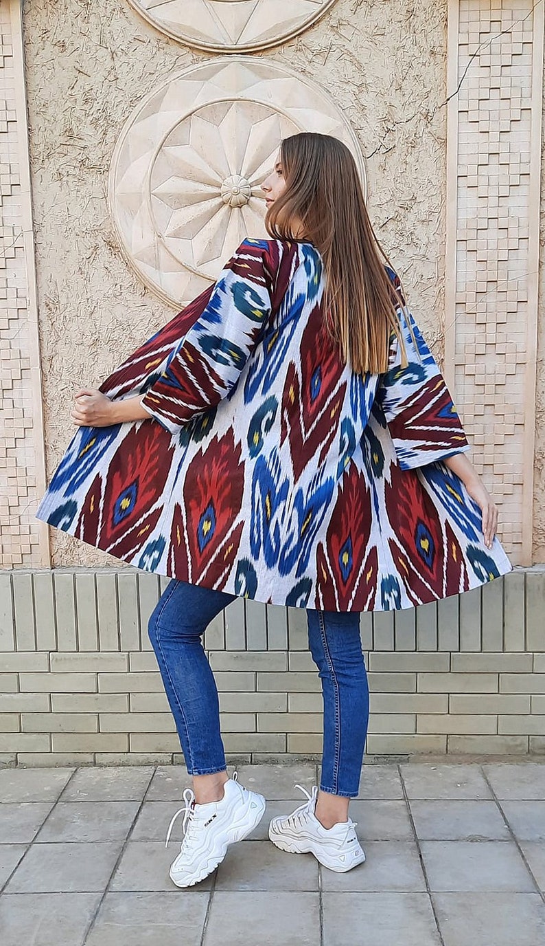 Handwoven Uzbek Ikat Chapan coat robekaftan jacket. - Etsy