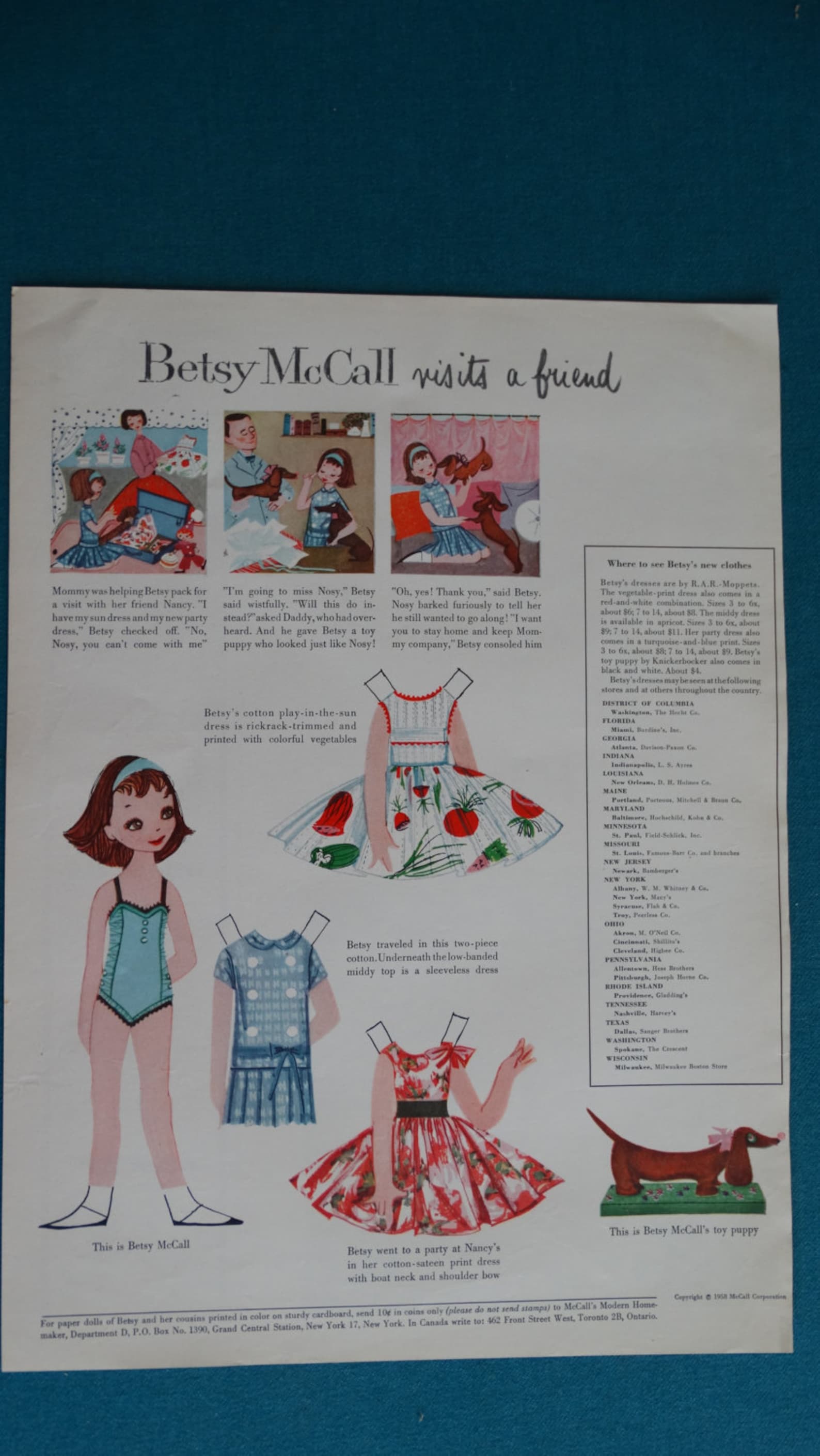 Original Betsy McCall Paper Doll Magazine Page Titled | Etsy