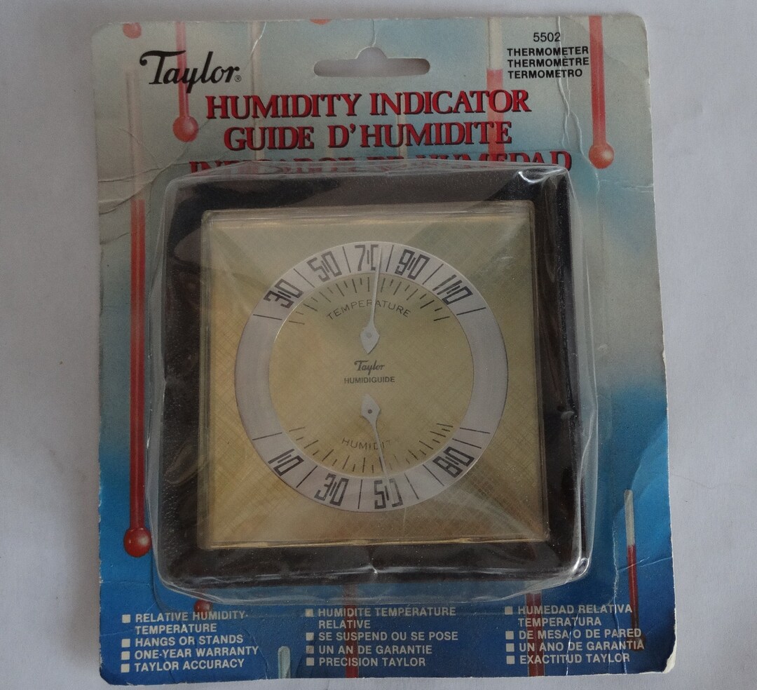 Taylor Humidity Temperature Desktop Weather Station 4" Square New Still ...