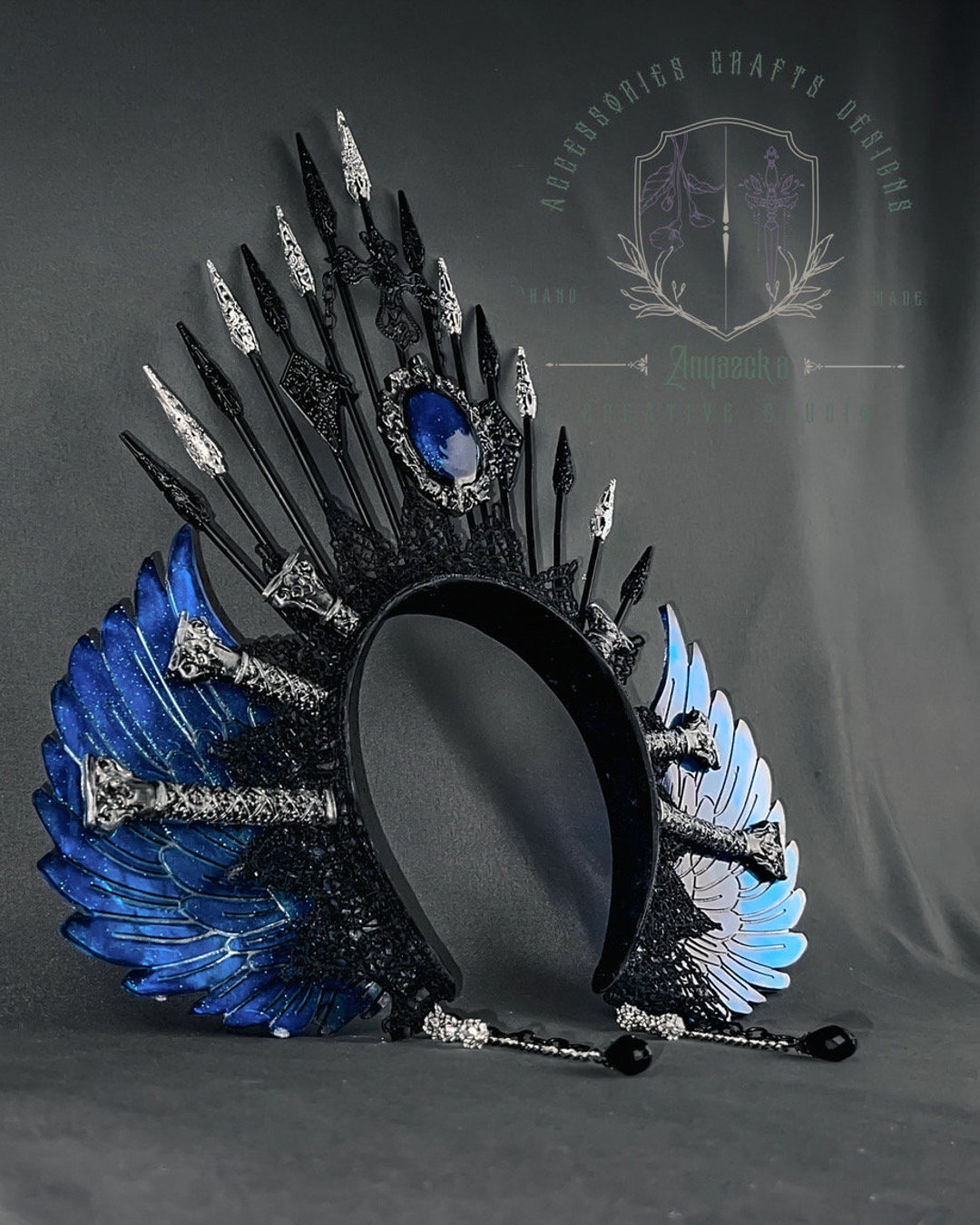 Fallen Angel Crown: Dark Fantasy Gemstone Crown, Special Event ...