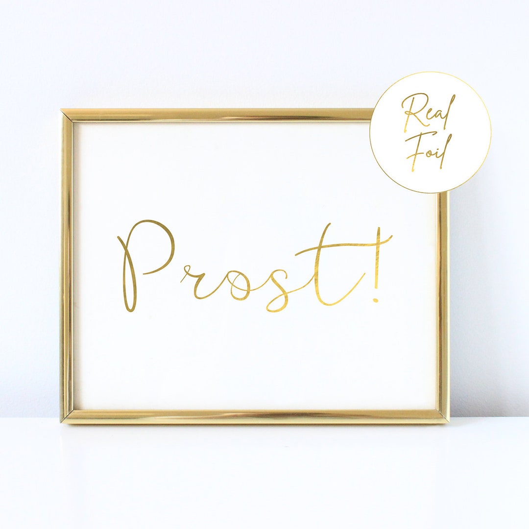 Prost! Real Foil Print, Bar Decoration, Gold Foil Bar Sign, Cheers Bar ...