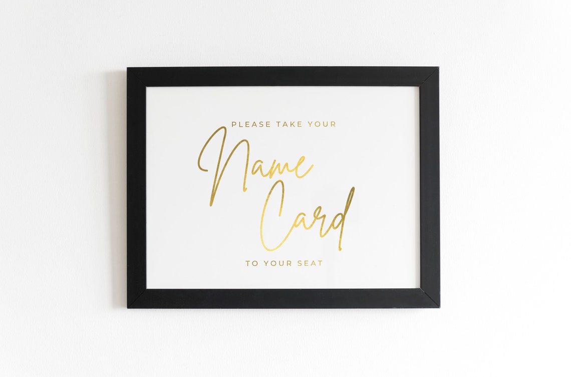 Gold Foiled Find Your Name Card, Find Your Table Sign, Find Your Seat ...