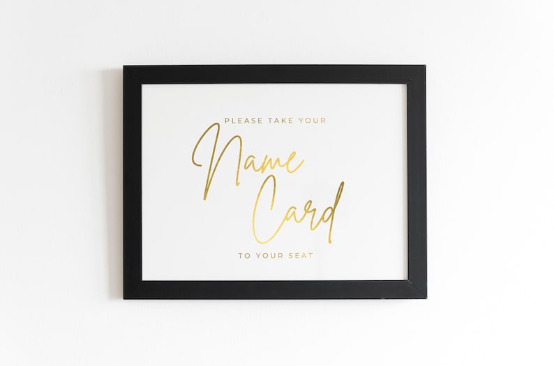 Gold Foiled Find Your Name Card, Find Your Table Sign, Find Your Seat ...