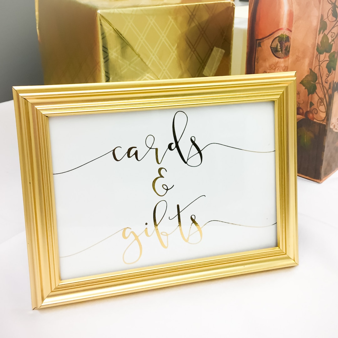 Gold Foil Cards and Gifts Table Sign Wedding Reception Decoration Cards ...