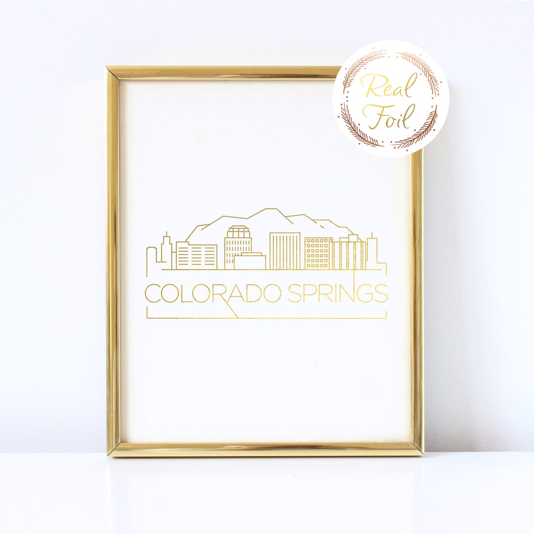 Colorado Springs Art Gold Foil Print, Christmas Gift Colorado Springs ...