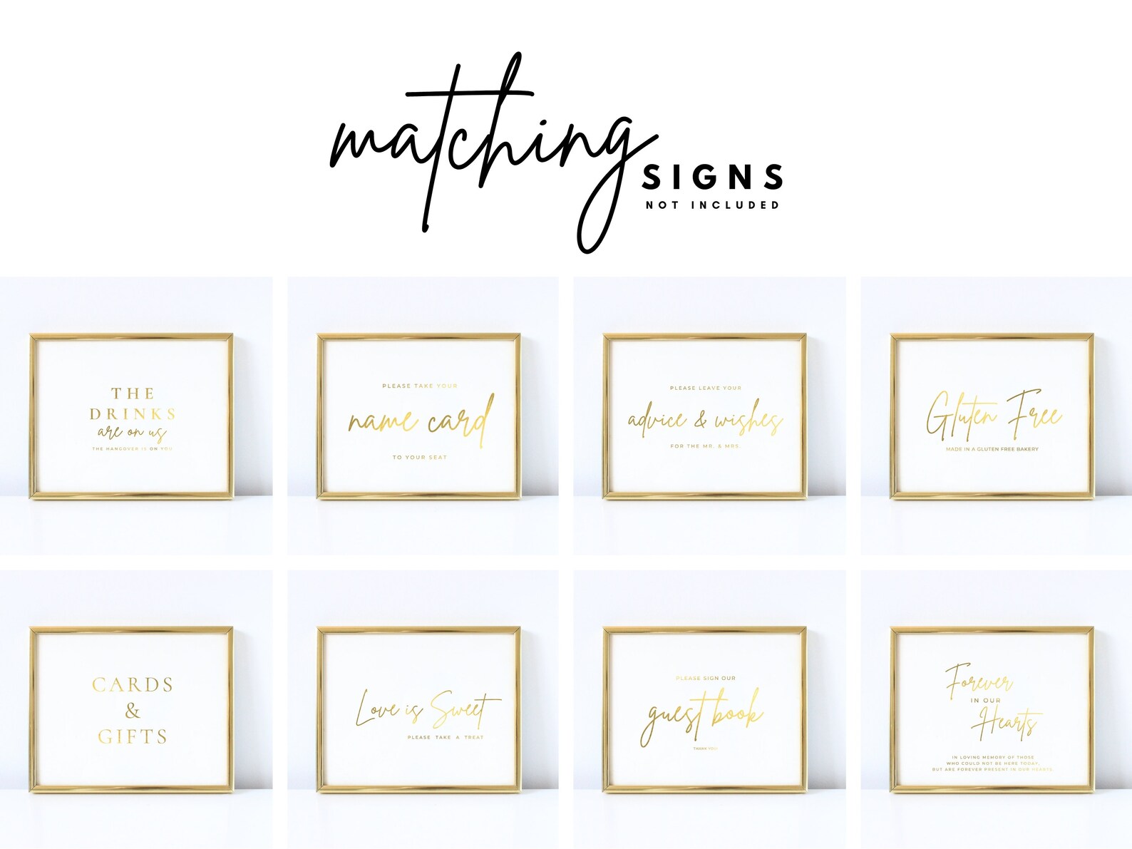Gold Foiled Find Your Name Card, Find Your Table Sign, Find Your Seat ...