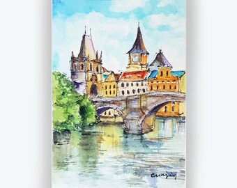 Prague watercolor | Etsy