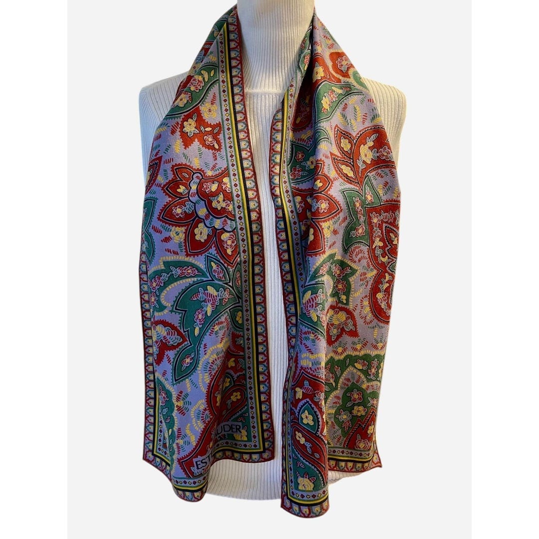 Vintage Paisley Scarf Womens Cottagecore 80s Old Hollywood Glam Estee ...