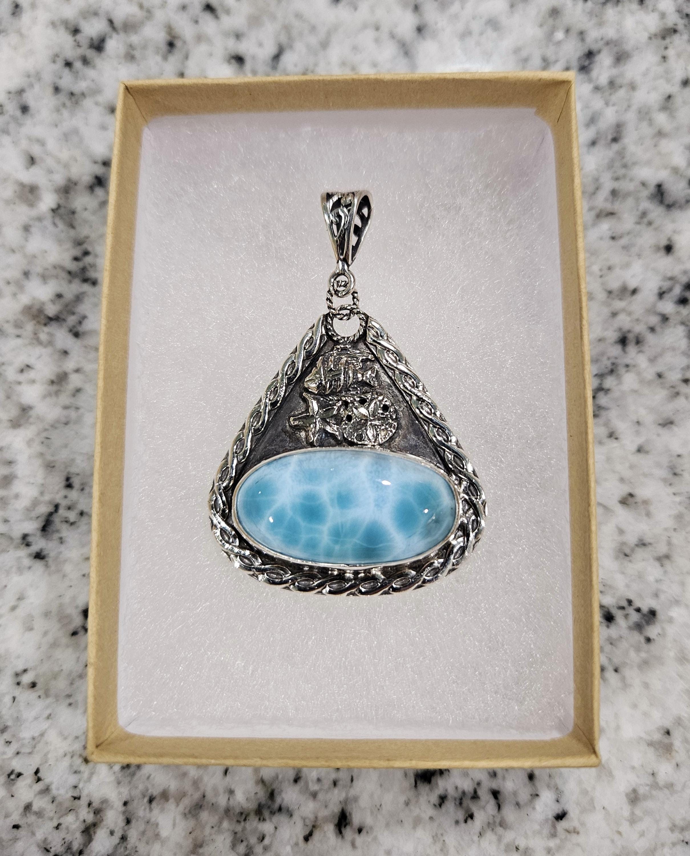 Larimar Pendant Custom Artisan Handmade 925 - Etsy