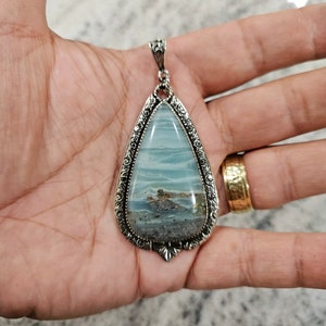 Large Ocean Picture Stone Pendant Custom Artisan Handmade 925 - Etsy