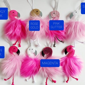 Pink Flamingo Christmas Bauble, Fluffy Tree Decoration, Flamingo Gifts ...