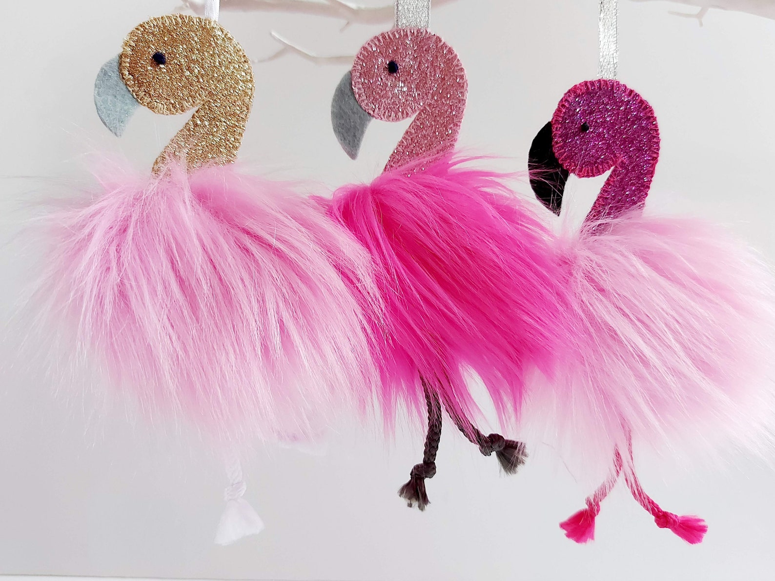 Pink Flamingo Christmas Bauble, Fluffy Tree Decoration, Flamingo Gifts ...