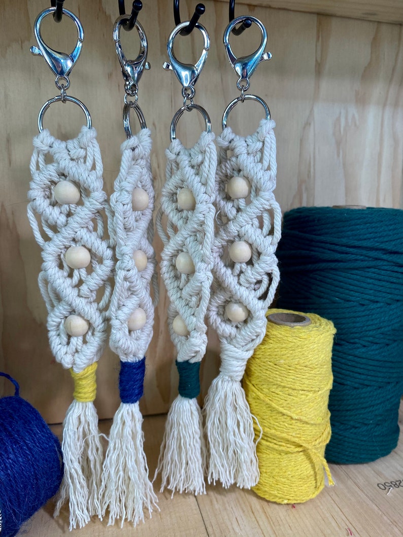 Macrame Keychain With Beads - Etsy