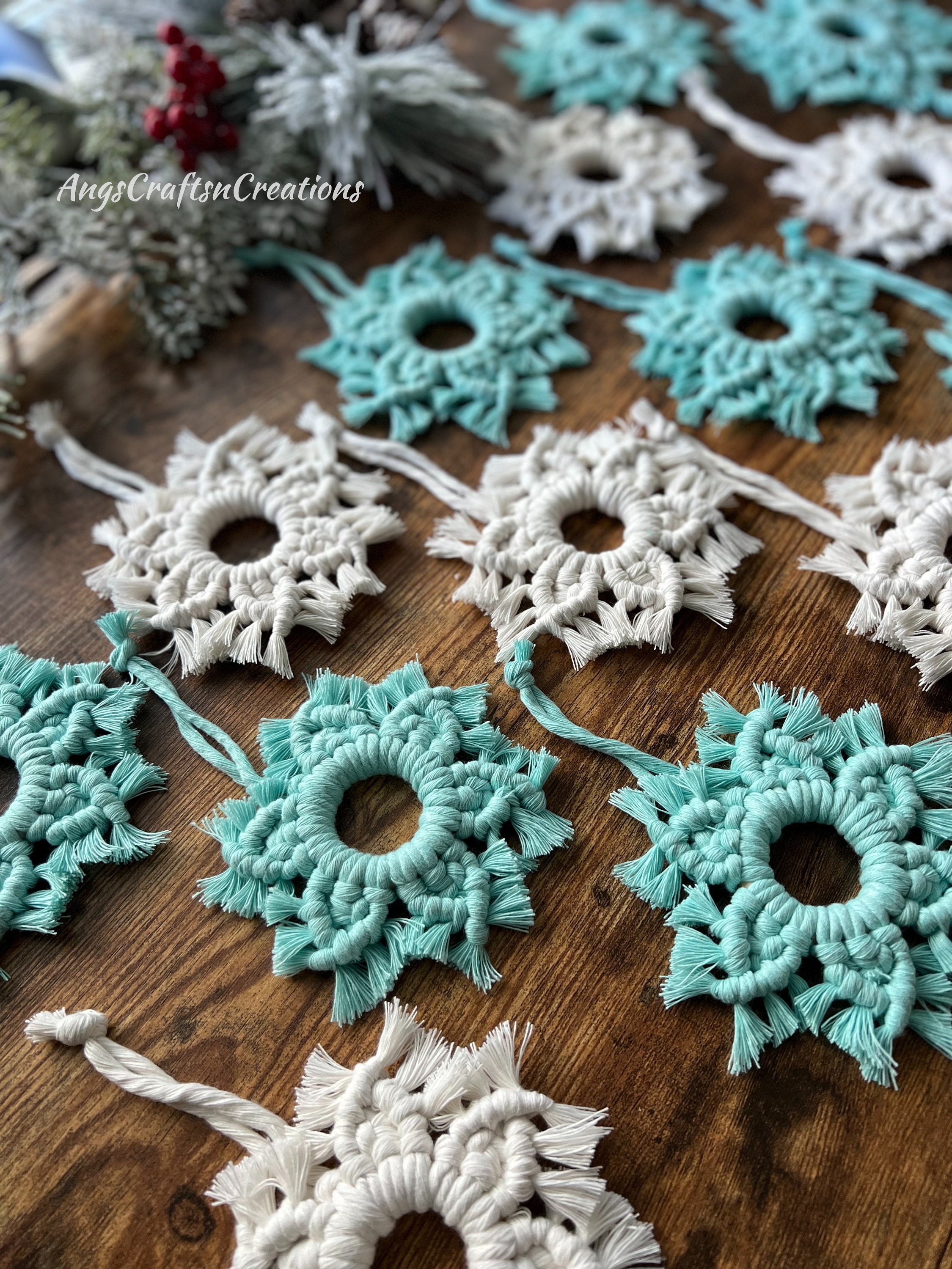 Macrame Snowflake Ornaments/wall Hanging/ Blue and White - Etsy