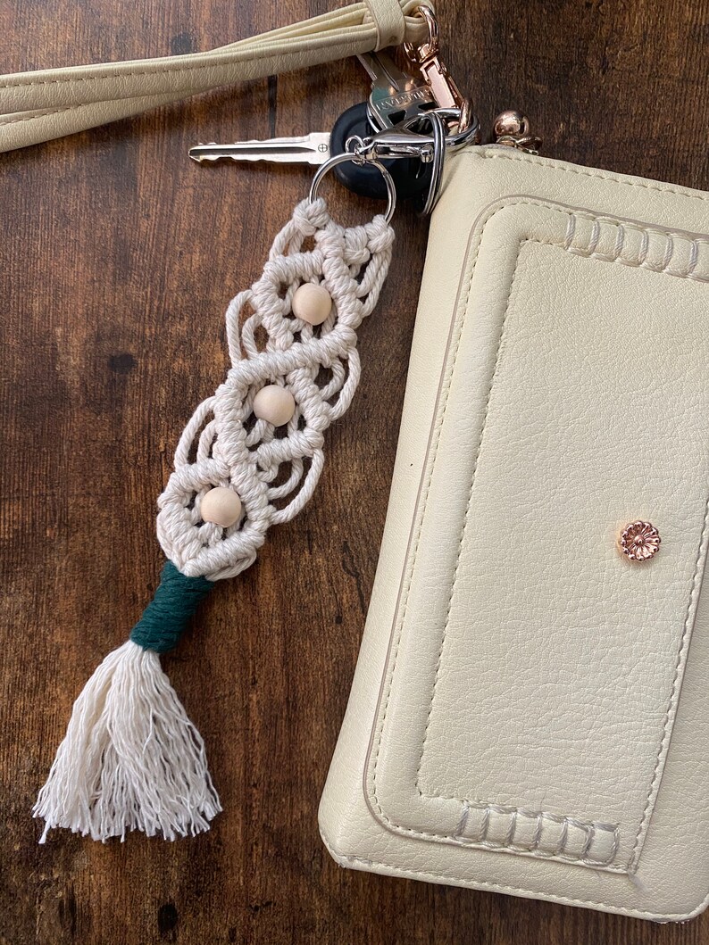 Macrame Keychain With Beads - Etsy