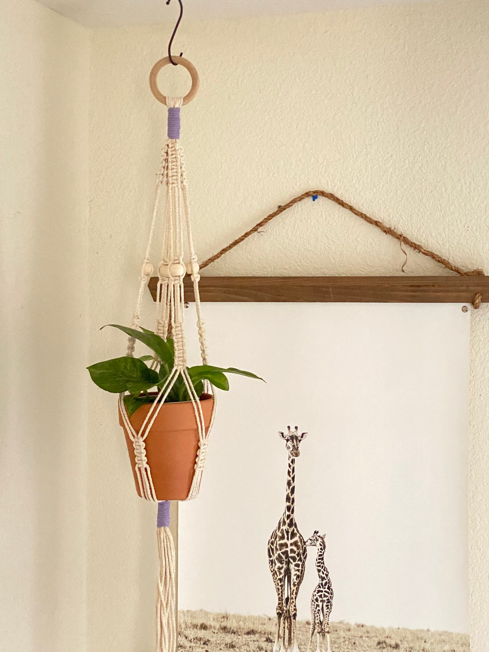 Macrame Plant Hanger With Beads/ Optional Colors | Etsy