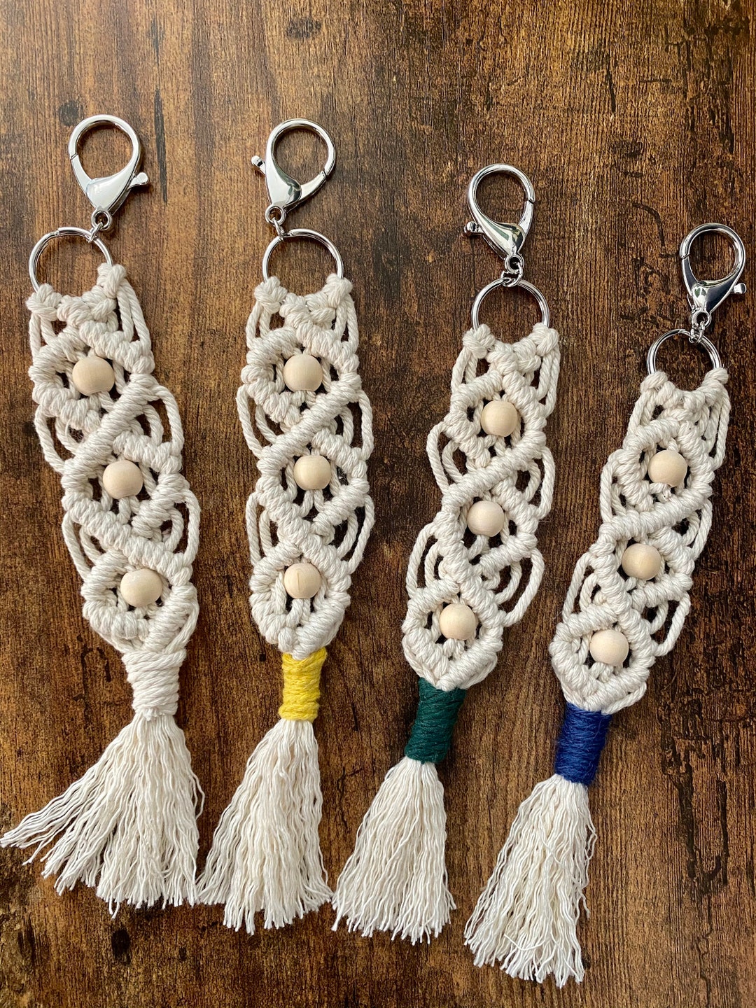 Macrame Keychain With Beads - Etsy