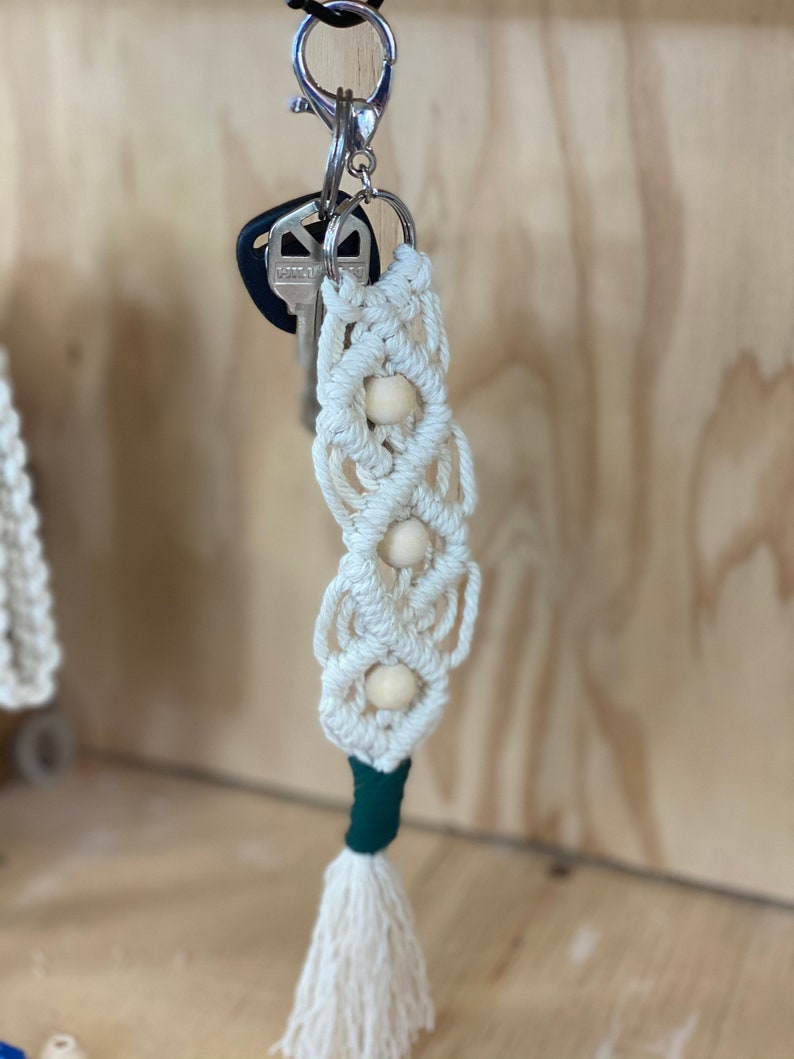 Macrame Keychain With Beads - Etsy