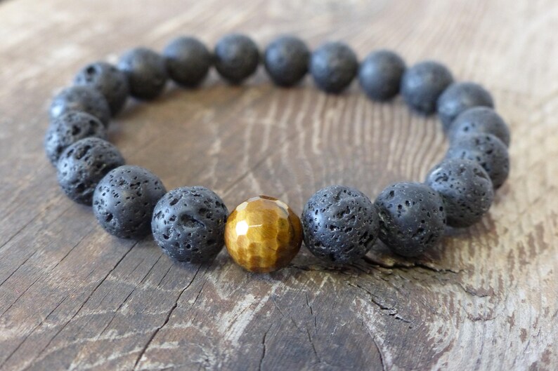 10mm Volcanic Lava Stone Bracelet Mens Lava Bracelet Boyfriend - Etsy