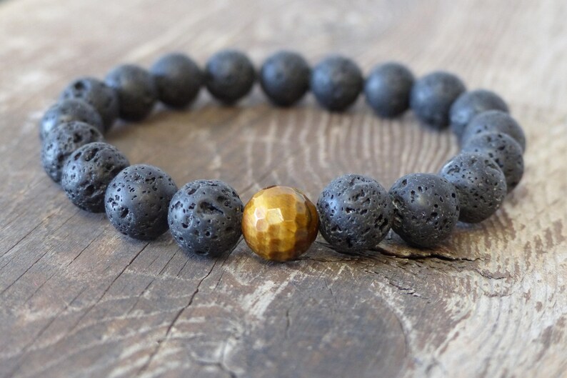 10mm Volcanic Lava Stone Bracelet Mens Lava Bracelet Boyfriend - Etsy