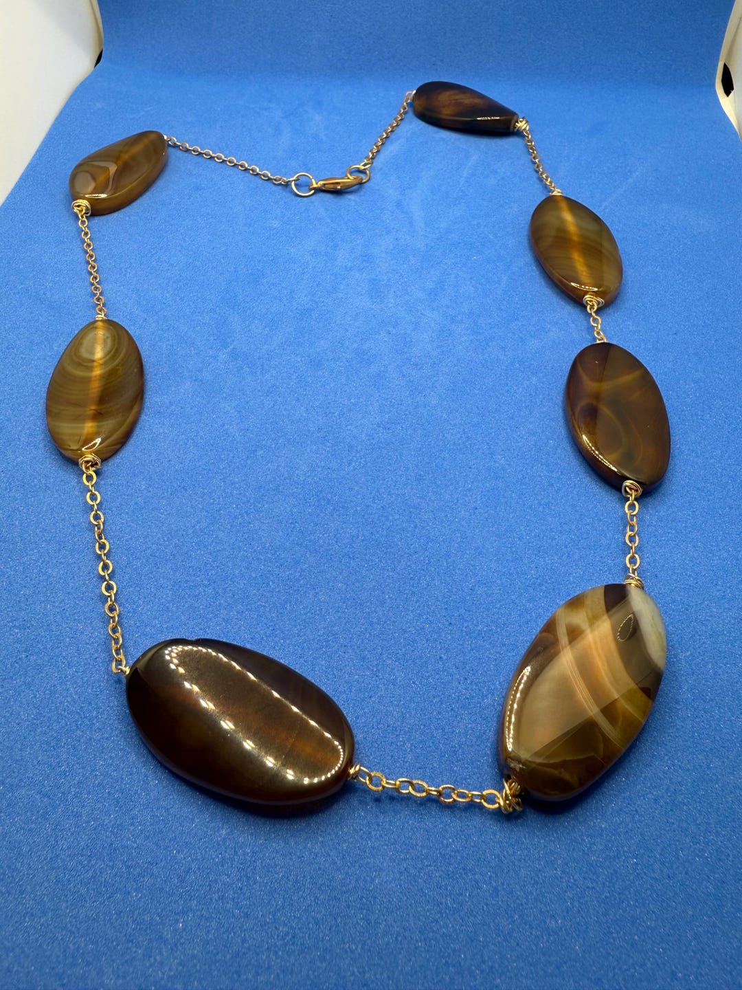 Handmade River Stone Gold Chain Necklace - Etsy