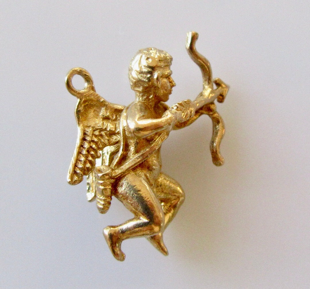 Vintage 9ct Gold Cupid With Bow and Arrow Charm or Pendant - Etsy