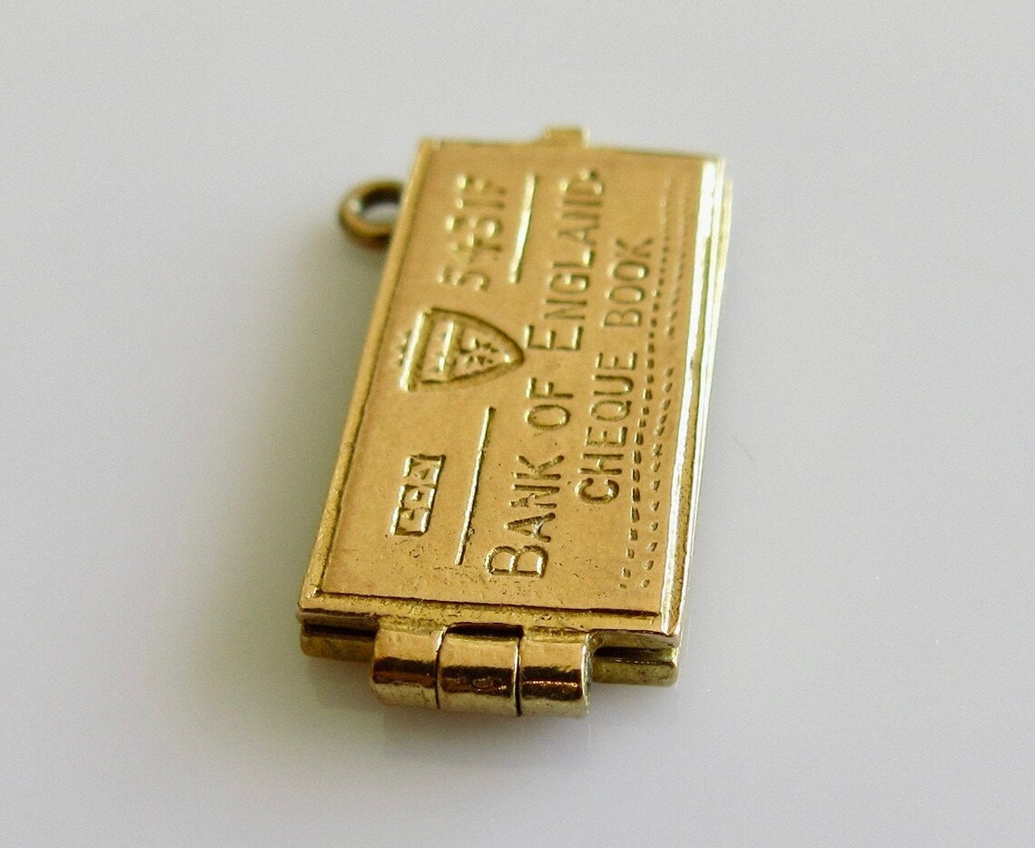 Nuvo 9ct Gold Cheque Book Charm Opens to Cheque - Etsy