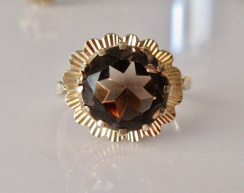 9ct Gold Smokey Quartz Ring - Etsy