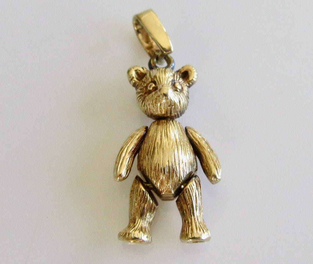 Vintage Solid 9ct Gold Teddy Bear Articulated Charm or Pendant - Etsy