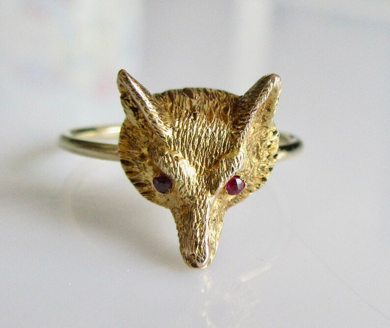 Vintage 15ct Gold Fox With Ruby Eyes Ring - Etsy