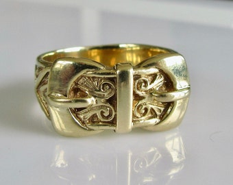 Gold Buckle Ring - Etsy