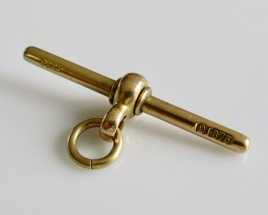 Vintage Solid 9ct Gold Revolving T Bar Fob - Etsy