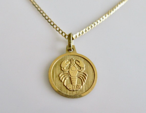9ct Gold Scorpion Star Zodiac Sign Vintage Pendant and Chain Etsy