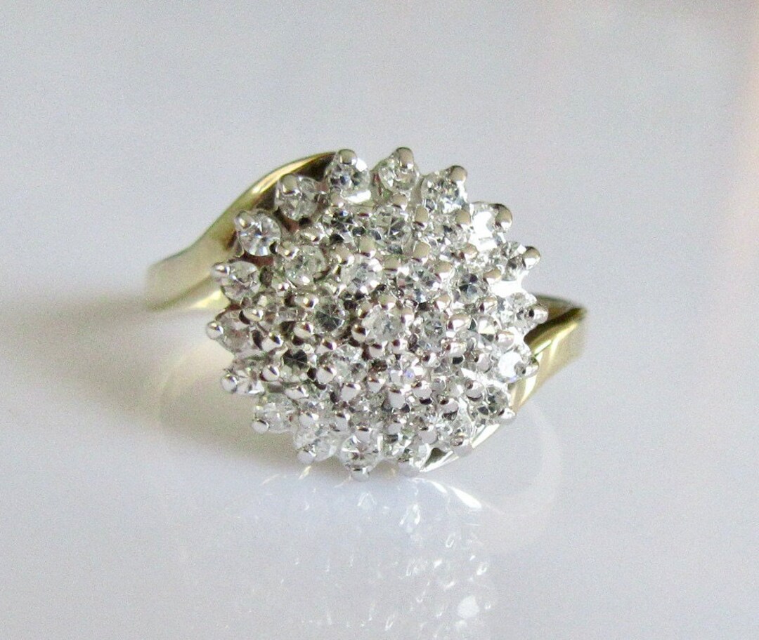 9ct Gold Multi Diamond Round Cluster Ring - Etsy