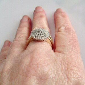 Large 9ct Gold Diamond Round Cluster Ring - Etsy