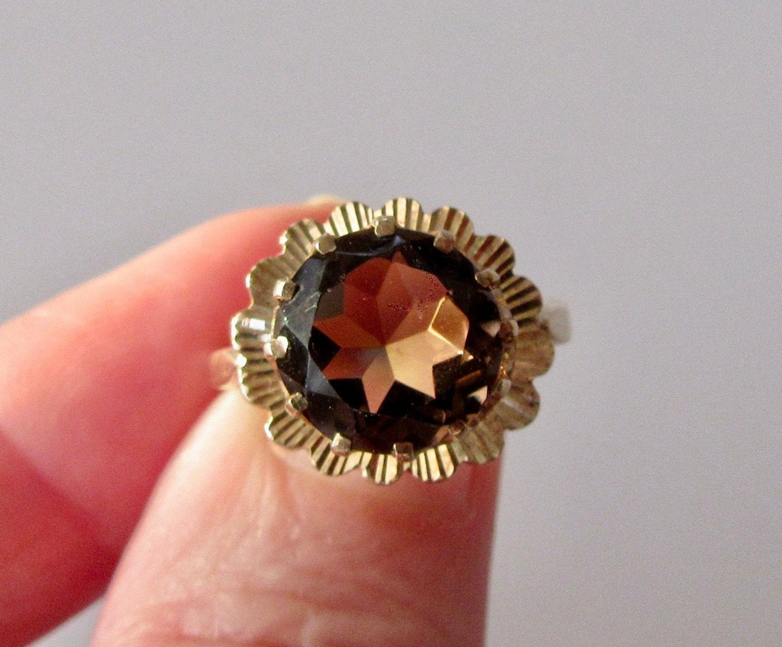 9ct Gold Smokey Quartz Ring - Etsy
